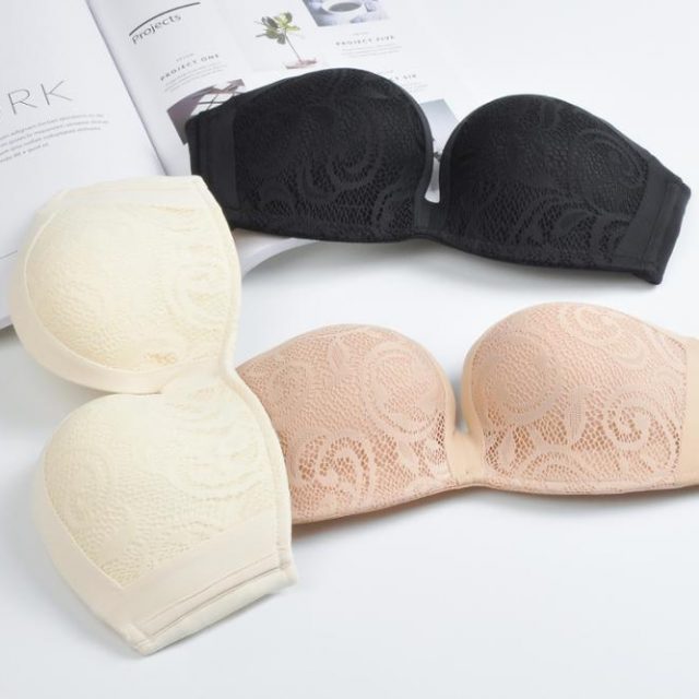 Women's Slightly Padded Push Up Great Support Lace Strapless Bra - Best ...